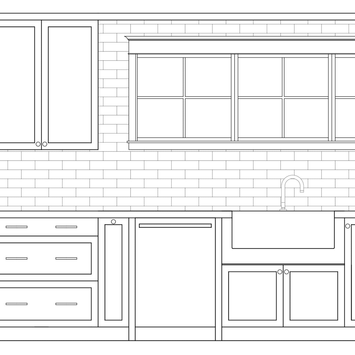 how to draw living room elevation